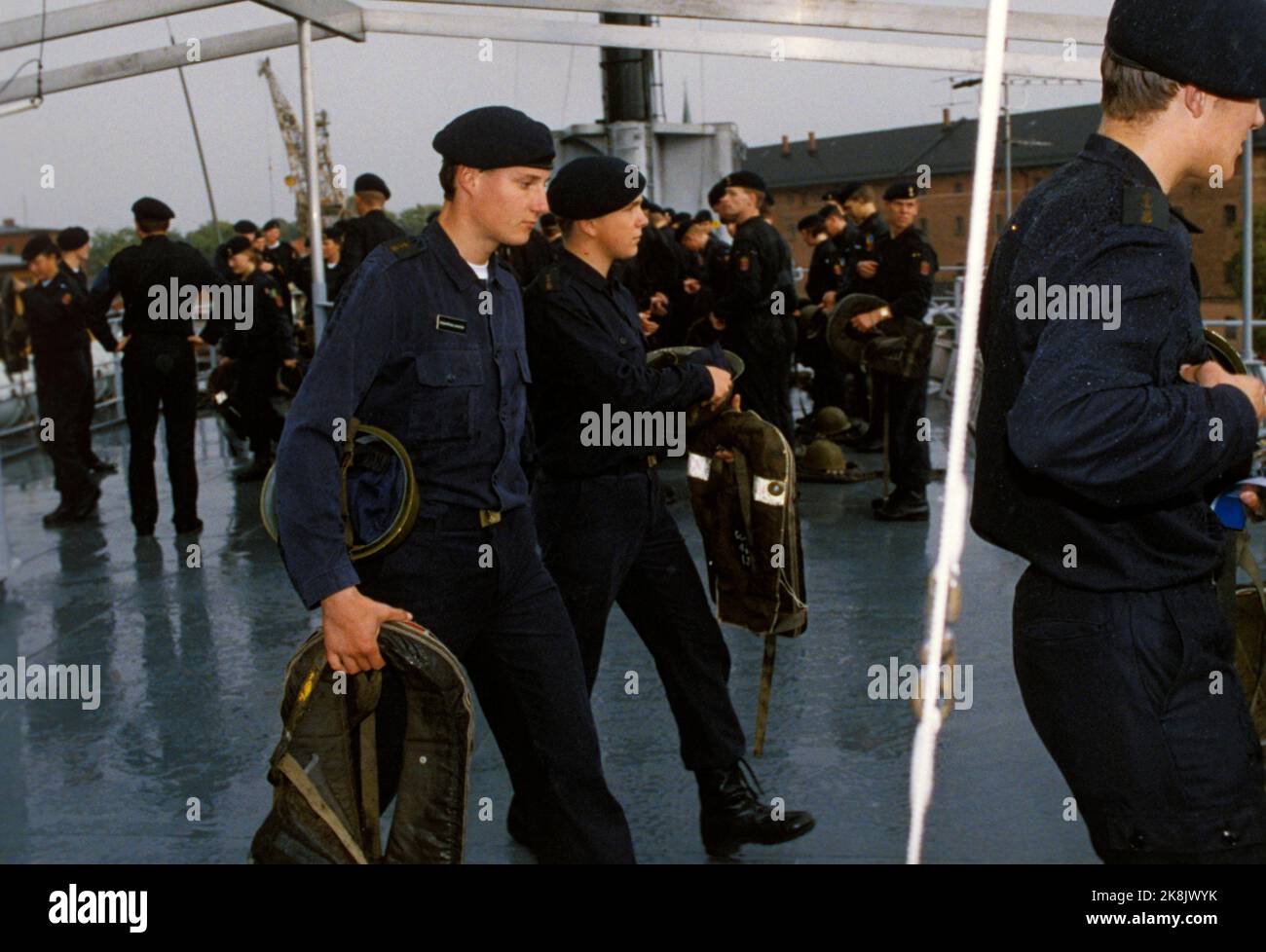 Bergen 31 August 1992. Crown Prince Haakon aboard the Navy Vessel KNM ...