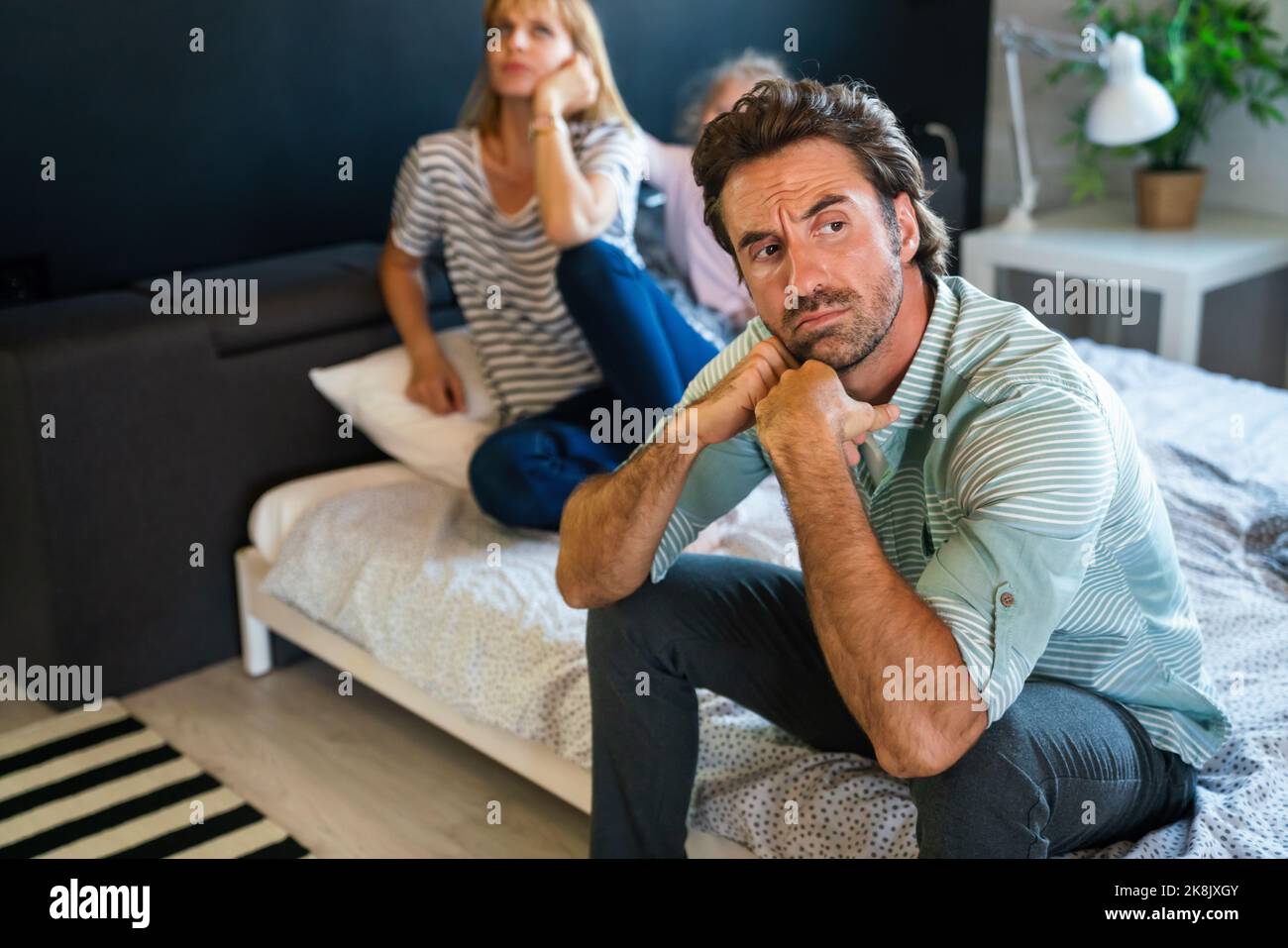 Stressed couple arguing and having marriage problems. People argument ...