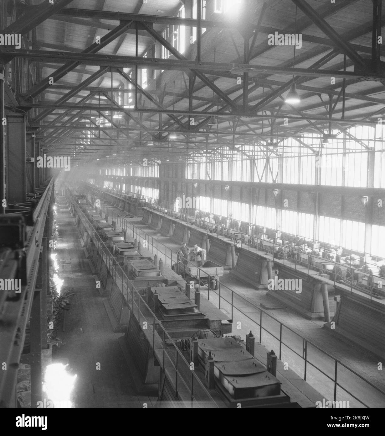 Årdal. Årdal works where aluminum is produced in the electrolysis halls ...