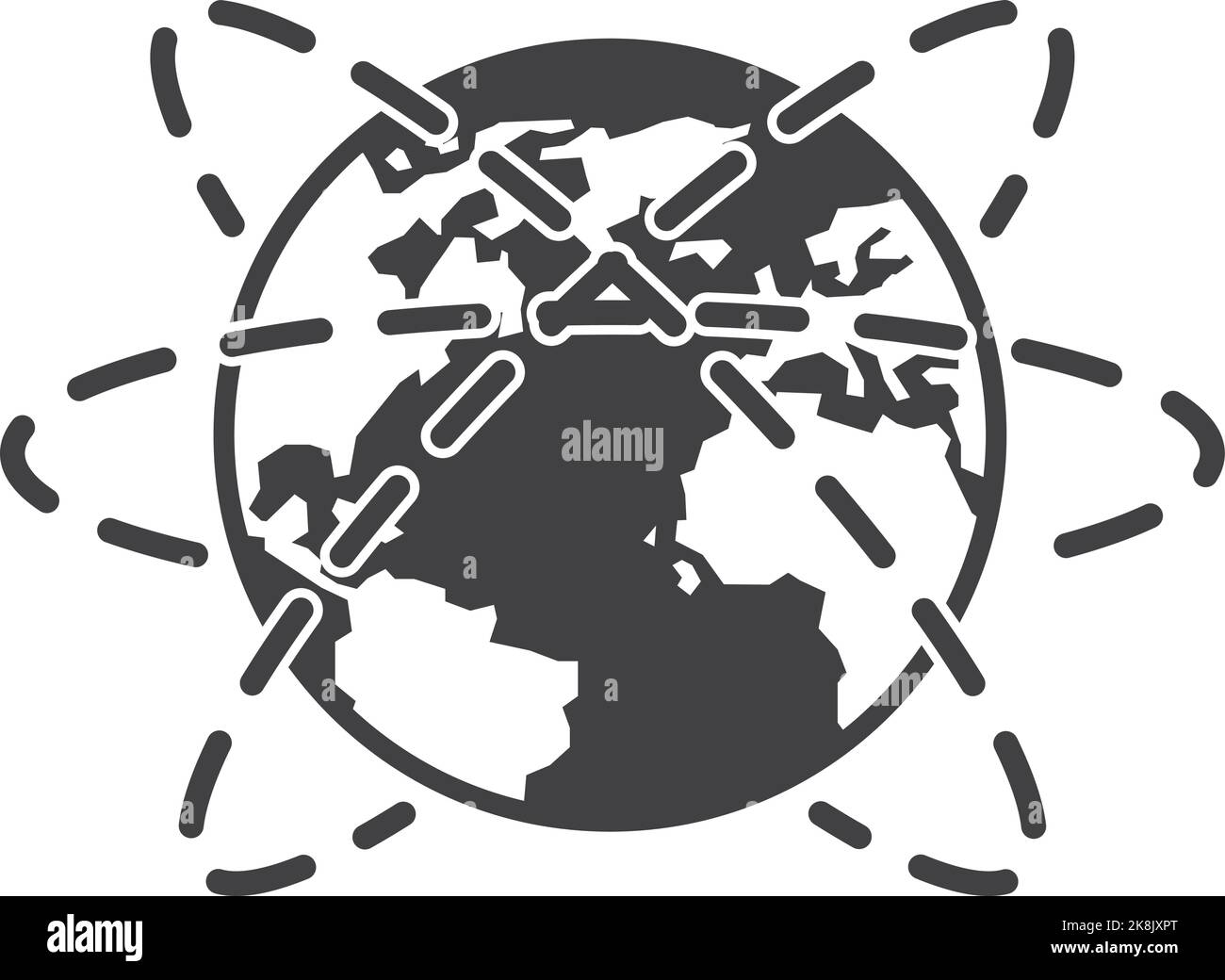 orbiting the earth illustration in minimal style isolated on background ...