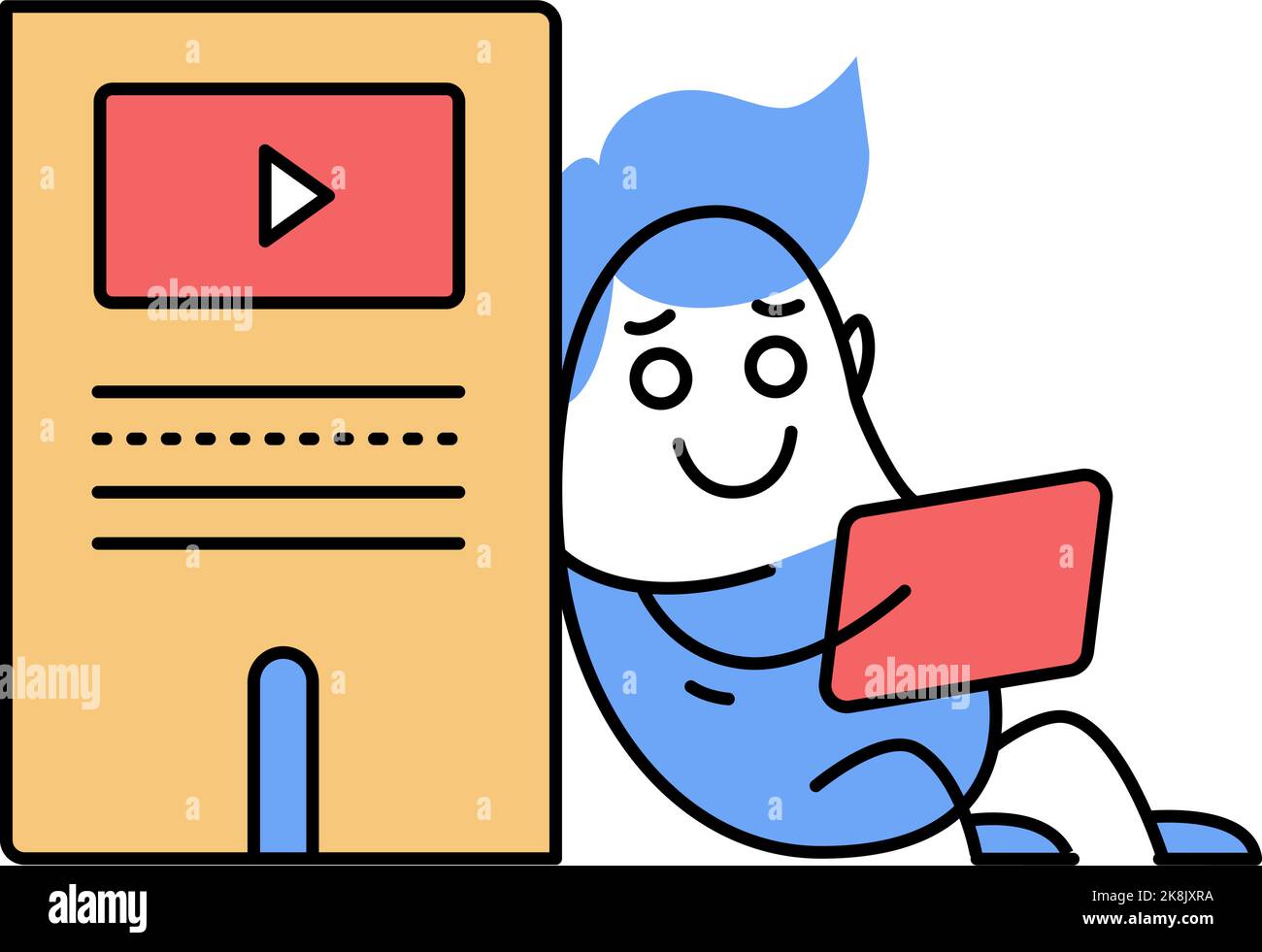 Character watching mobile video flat vector icon Stock Vector Image ...