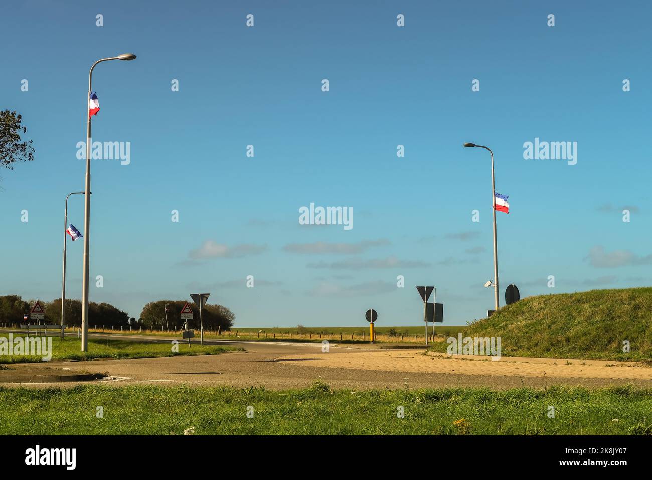 Westerland, Netherlands. October 2022. The upside-down Dutch flag, a ...