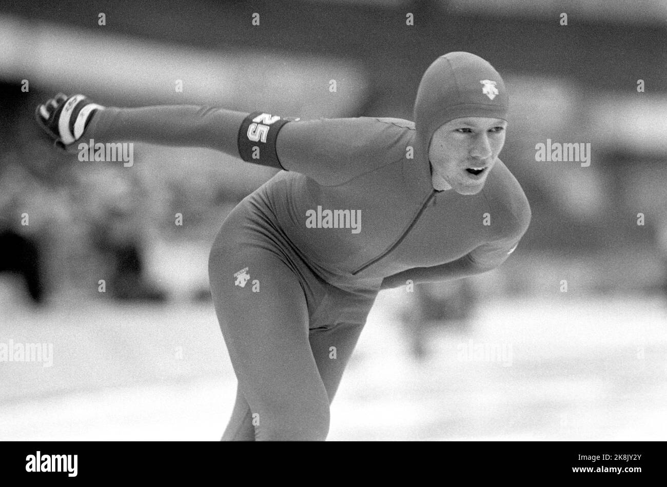 Gothenburg, Sweden 1984-02: World Cup at skating 1984. Geir Karlstad ...