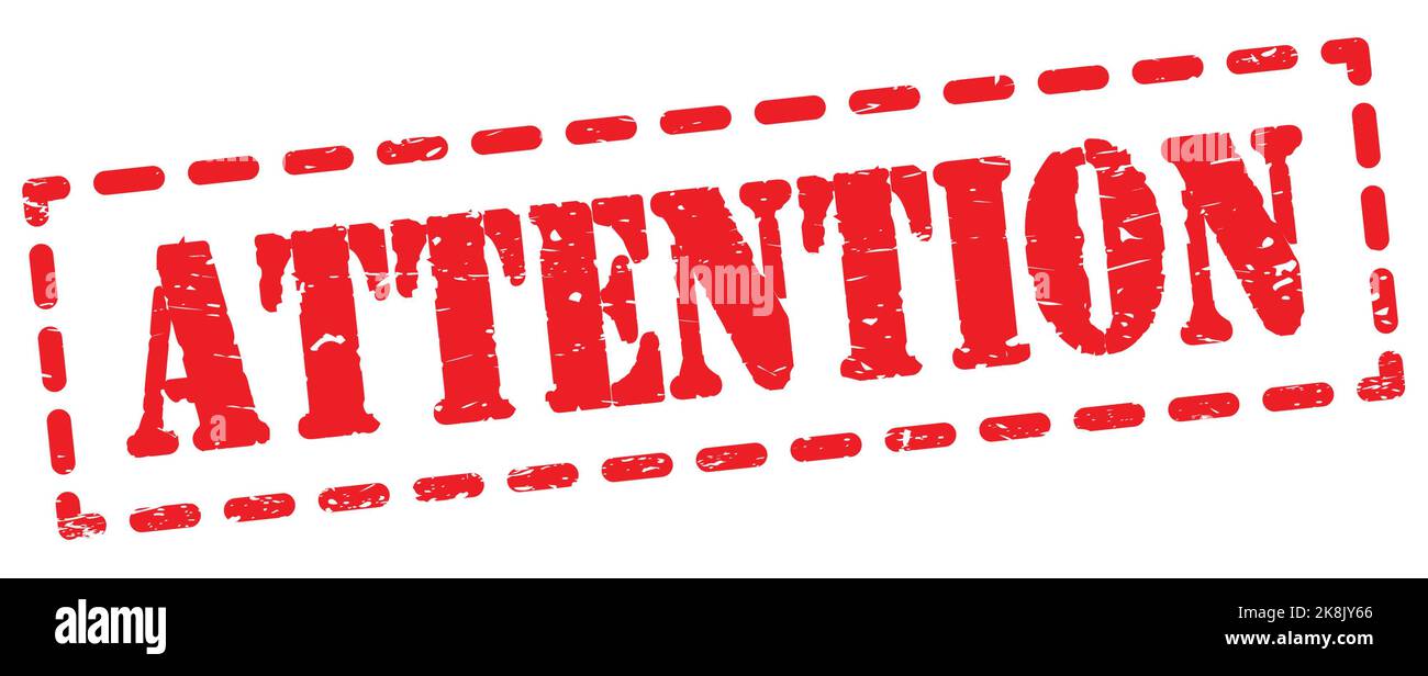 ATTENTION text written on red dash stamp sign Stock Photo - Alamy