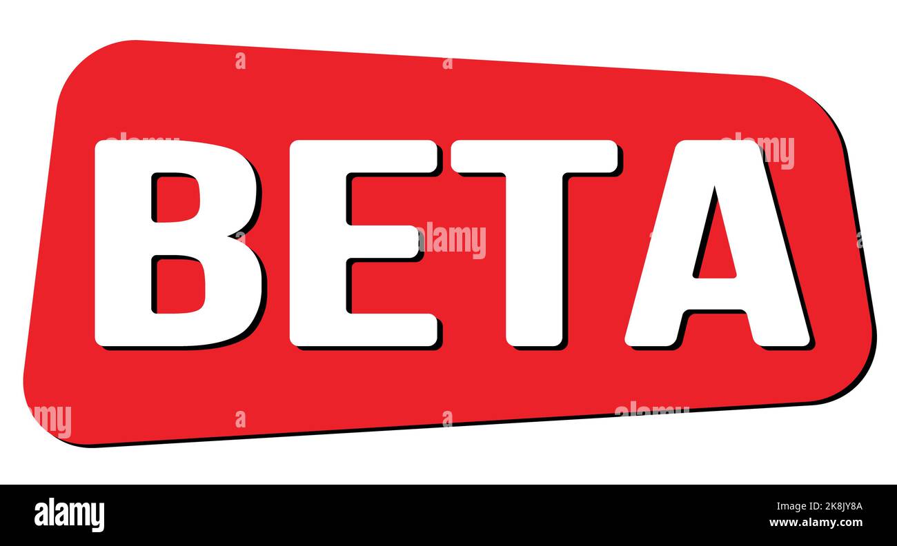 BETA text written on red trapeze stamp sign Stock Photo - Alamy