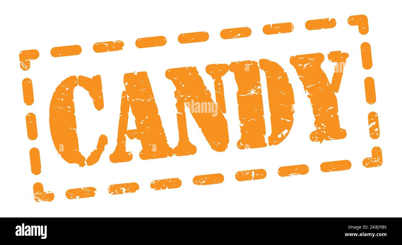 CANDY text written on orange dash stamp sign Stock Photo - Alamy