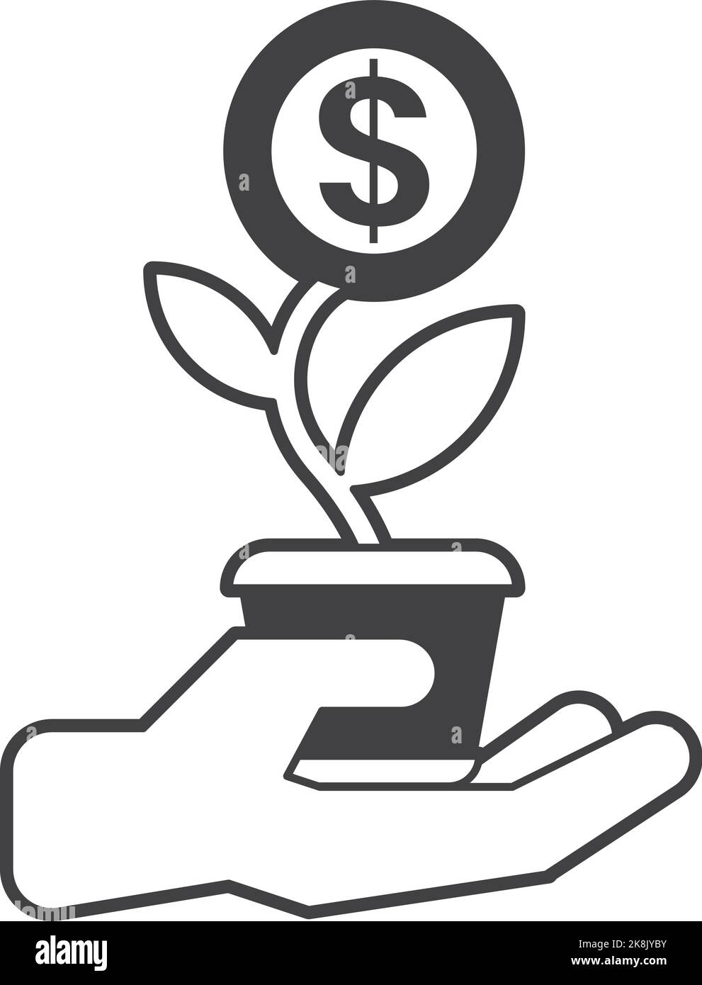 money tree illustration in minimal style isolated on background Stock ...