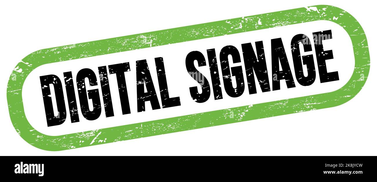 DIGITAL SIGNAGE, text on green-black rectangle stamp sign Stock Photo ...