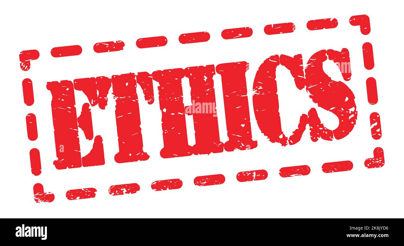 ETHICS text written on red dash stamp sign Stock Photo - Alamy