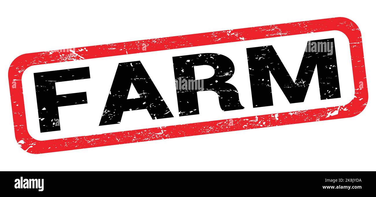 FARM text written on red-black rectangle stamp sign Stock Photo - Alamy