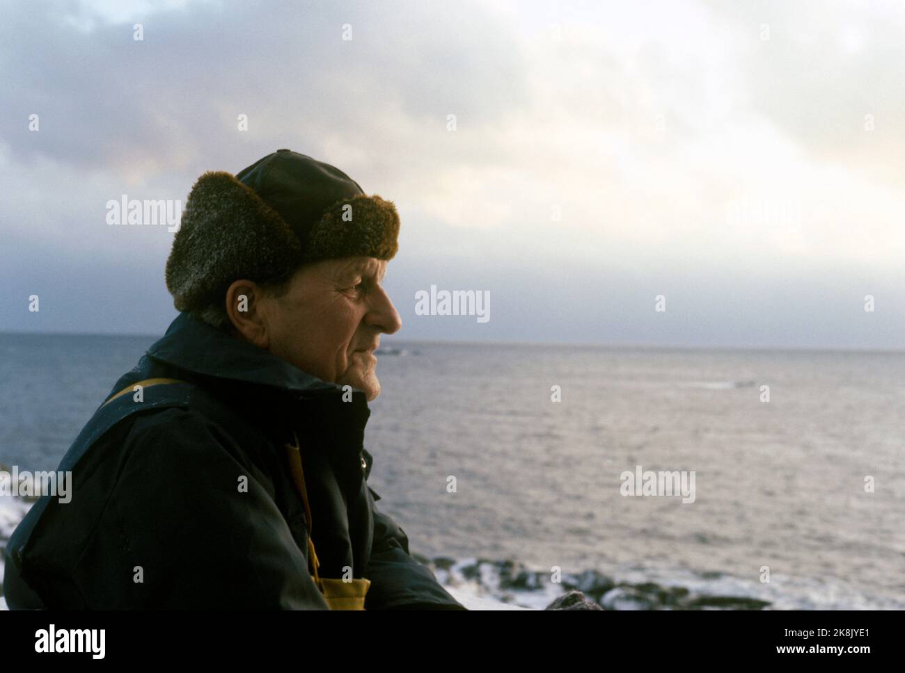 Skrova lighthouse, Lofoten 19870224. Recording the movie "After Rubicon ...
