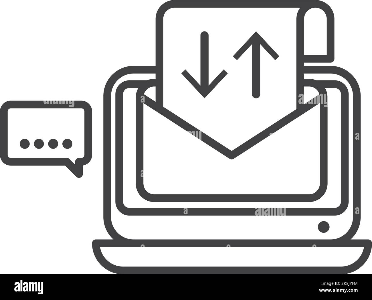 Sending documents by laptop illustration in minimal style isolated on ...