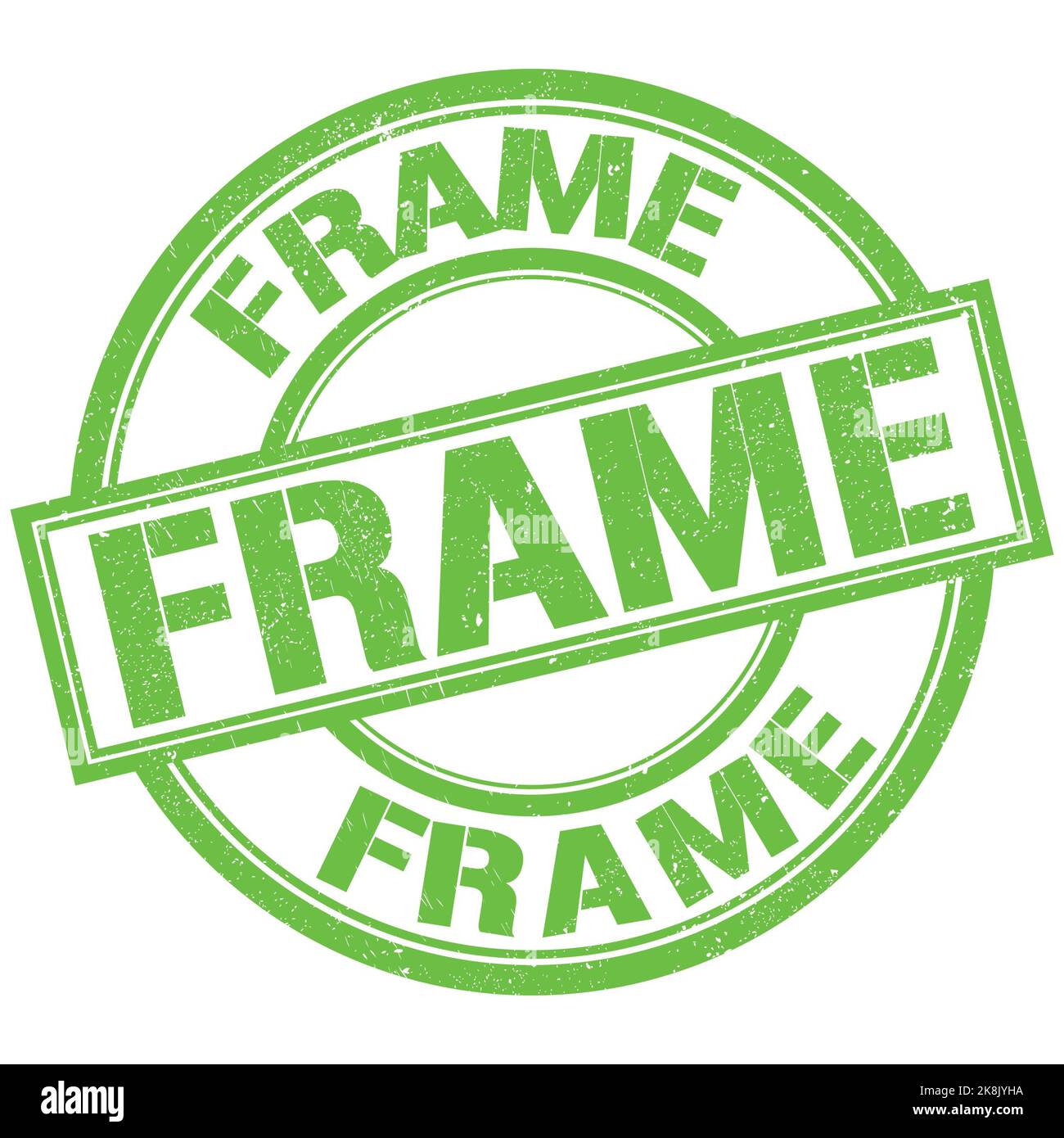 FRAME text written on green round stamp sign Stock Photo - Alamy