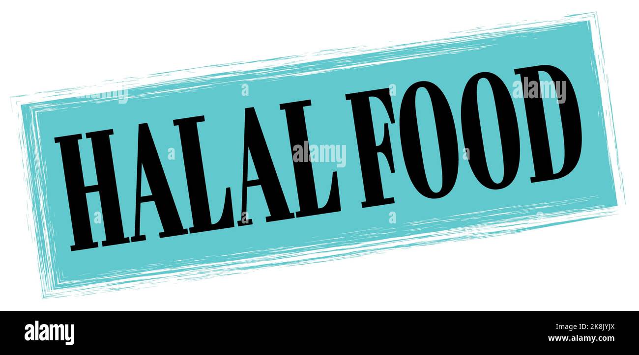 HALAL FOOD text written on blue-black rectangle stamp sign Stock Photo ...