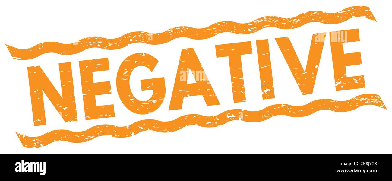 NEGATIVE text written on orange lines stamp sign Stock Photo - Alamy