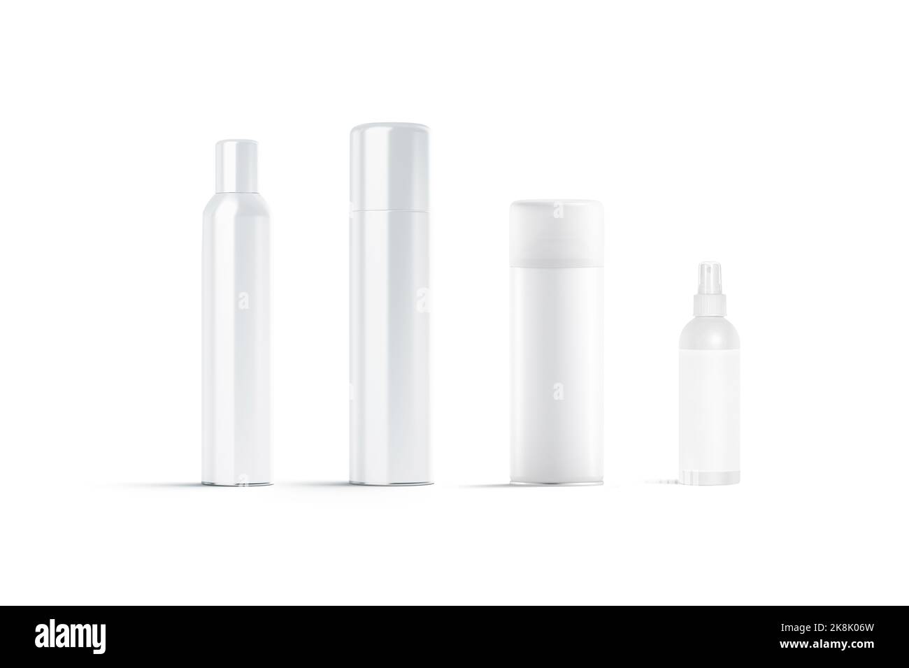 Blank white spray bottle mockup, front view, 3d rendering. Empty ...