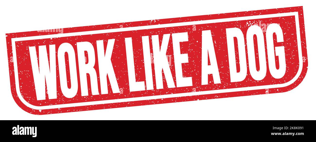 WORK LIKE A DOG text written on red grungy stamp sign Stock Photo - Alamy