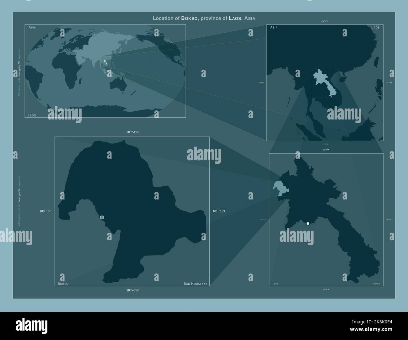 Bokeo, province of Laos. Diagram showing the location of the region on ...