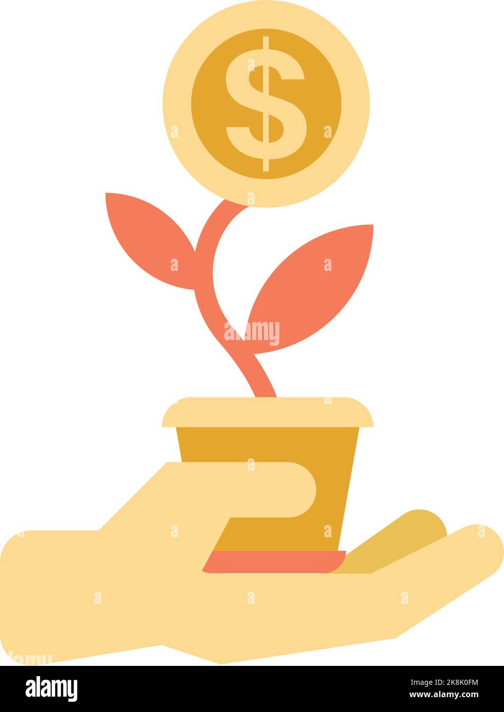 money tree illustration in minimal style isolated on background Stock ...