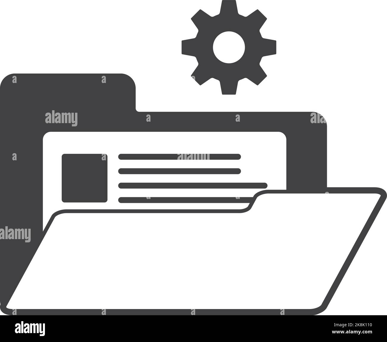 Document folder and cogs illustration in minimal style isolated on ...