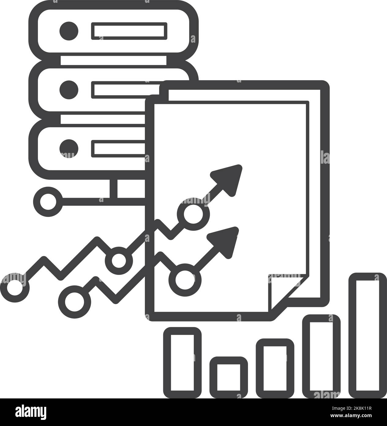 computer server and report illustration in minimal style isolated on ...
