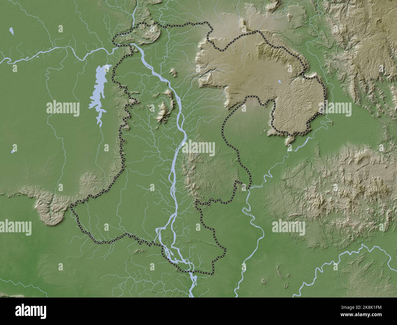 Champasak, province of Laos. Elevation map colored in wiki style with ...