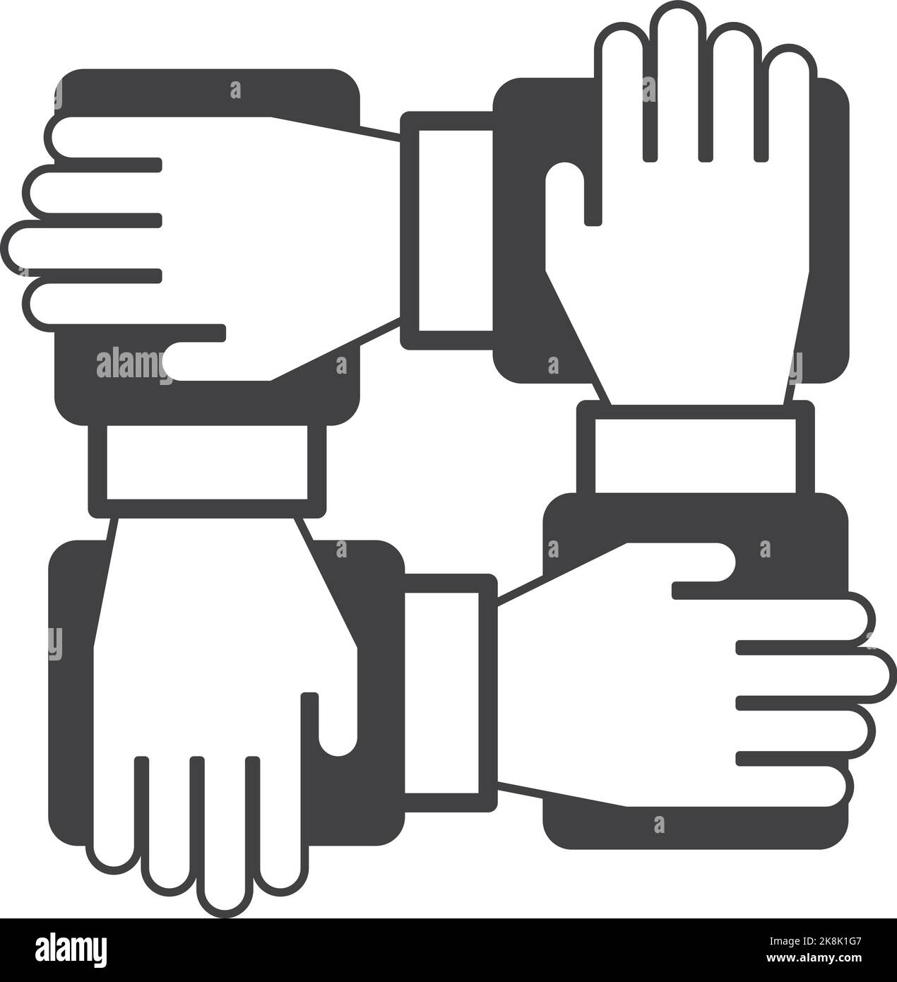 human hands and teamwork illustration in minimal style isolated on ...