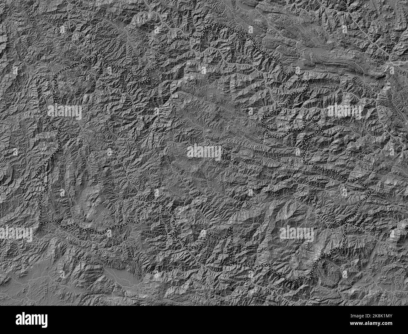 Houaphan, province of Laos. Bilevel elevation map with lakes and rivers ...