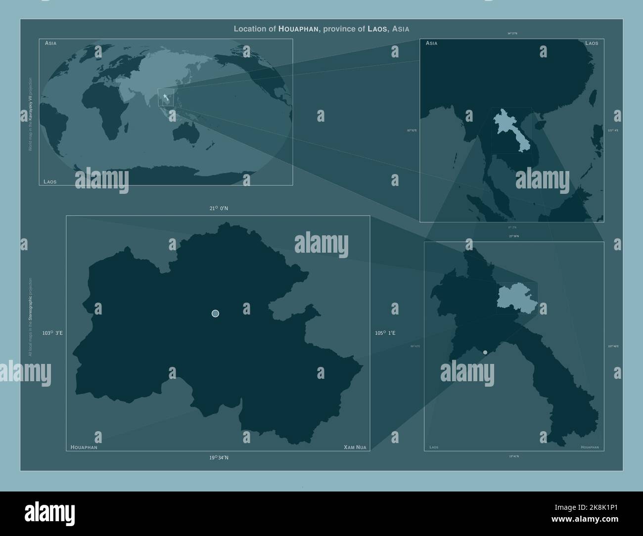 Houaphan, province of Laos. Diagram showing the location of the region ...