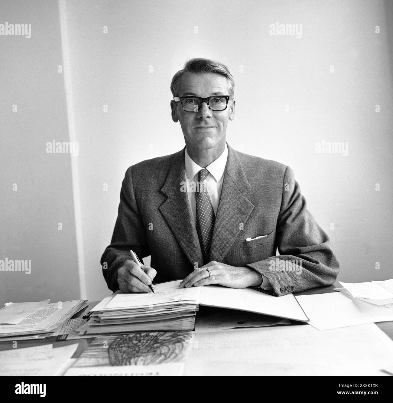 Oslo 19640822. Det Norske Veritas, director Egil Abrahamsen. Photo ...