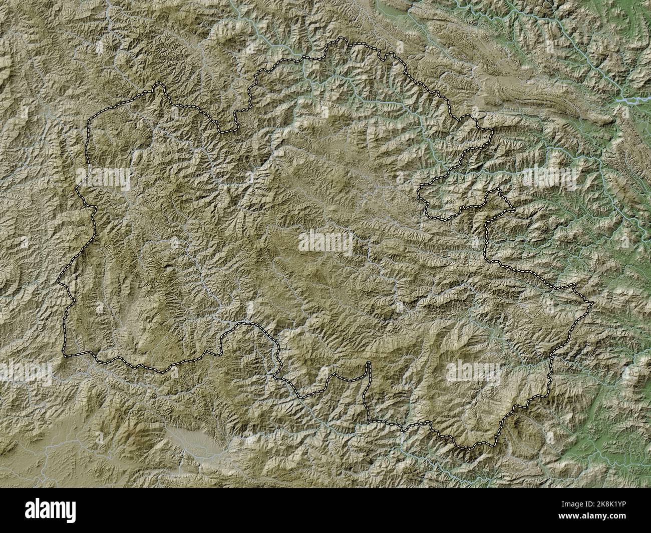 Houaphan, province of Laos. Elevation map colored in wiki style with lakes and rivers Stock ...
