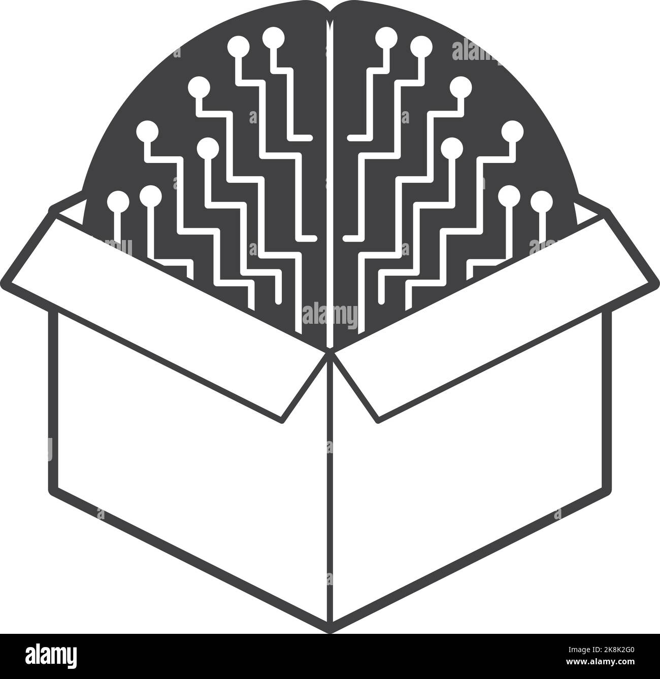 brain in the box illustration in minimal style isolated on background ...