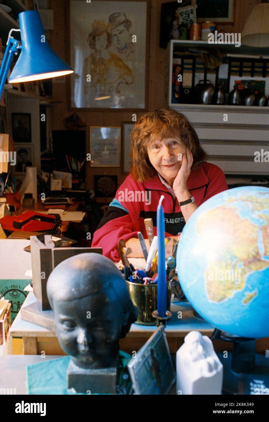 1990 author anne cath vestly by his work desk photo hi-res stock ...