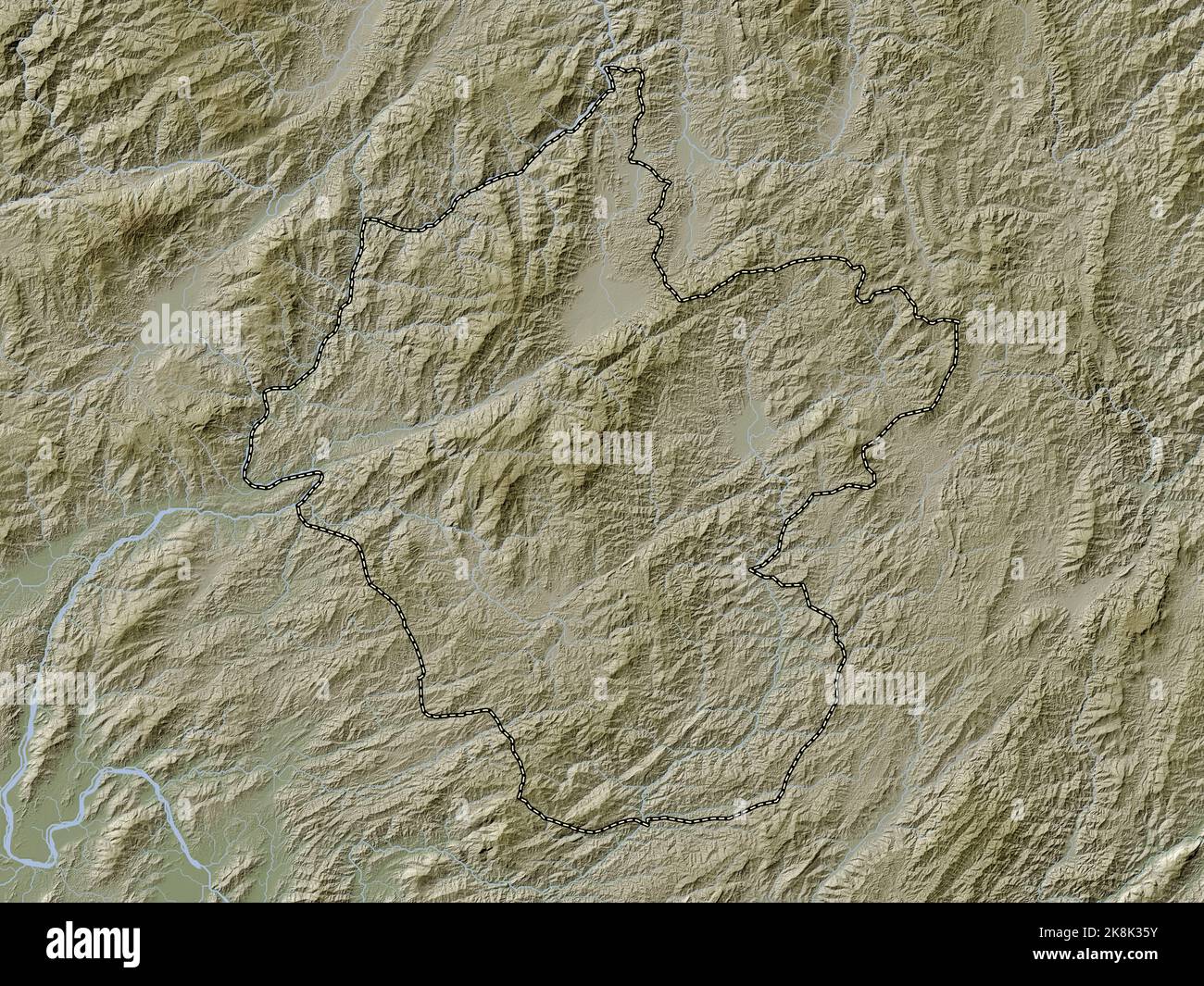Louang Namtha, province of Laos. Elevation map colored in wiki style with lakes and rivers Stock ...