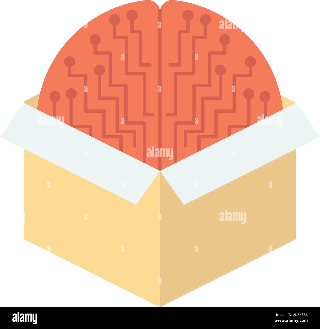 brain in the box illustration in minimal style isolated on background ...