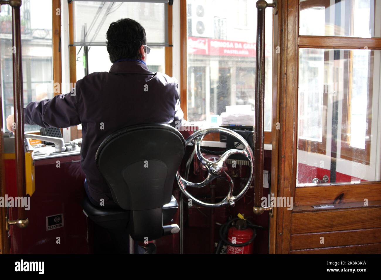 Tram driver, Lisbon, Portugal Stock Photo - Alamy