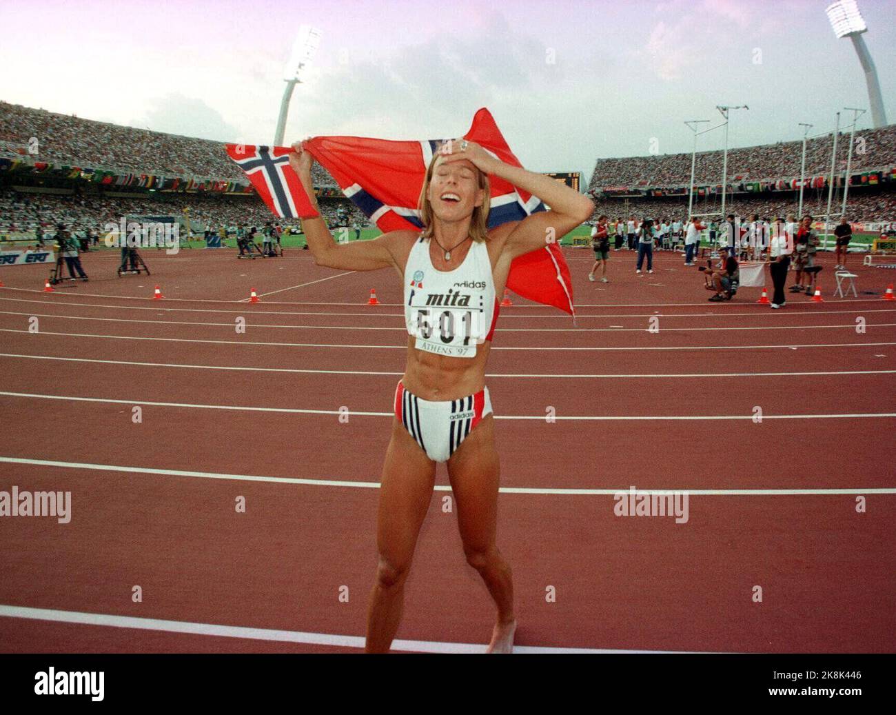 Erik johansen ntb happiness full figure alone high jump flag hi-res ...