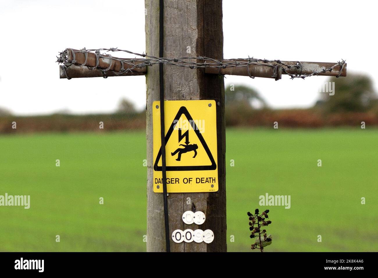 Danger of Death Sign on Power Transmission Pole Stock Photo - Alamy