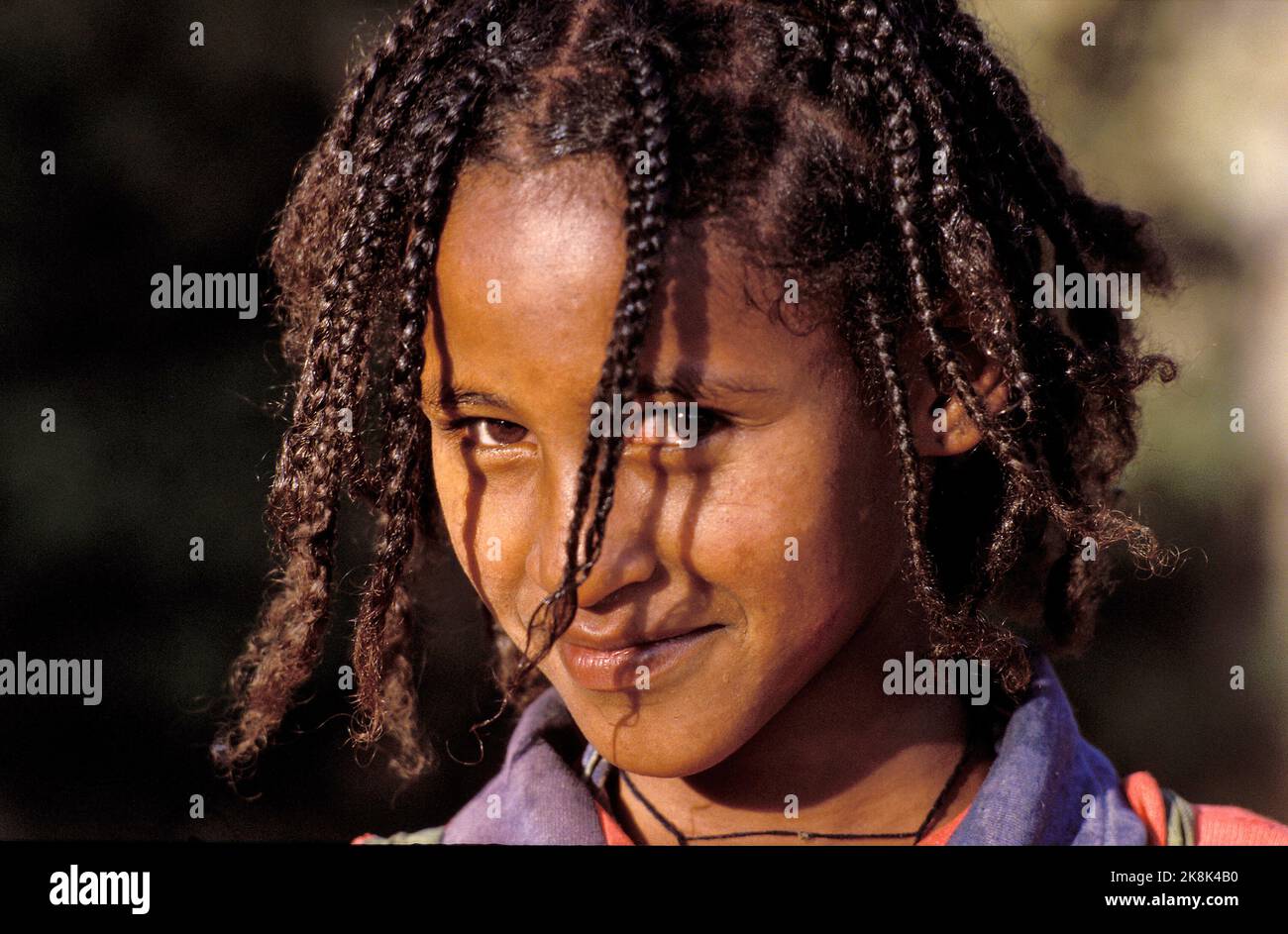 Ethiopia, Tigray - Portrait of a girl with braided hair Stock Photo - Alamy