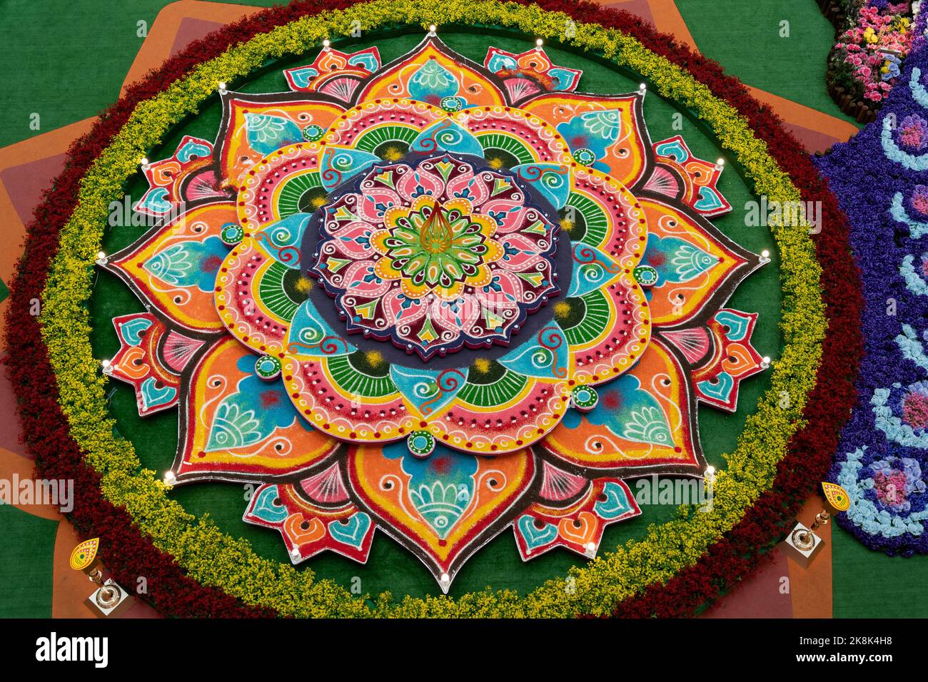 Beautiful colorful Indian traditional rangoli decoration for Diwali or ...