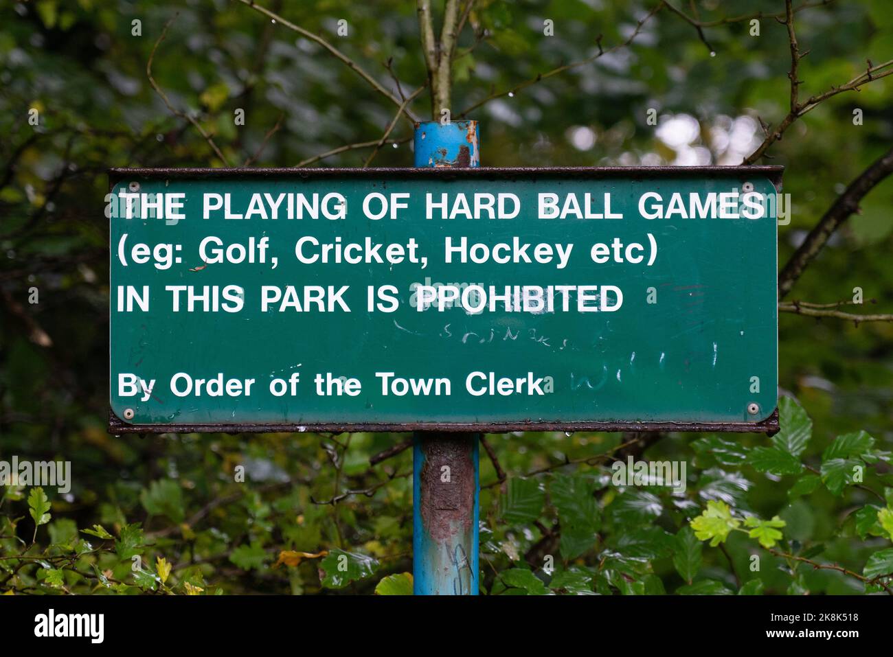 No Hard Ball Games Sign Stock Photo - Alamy
