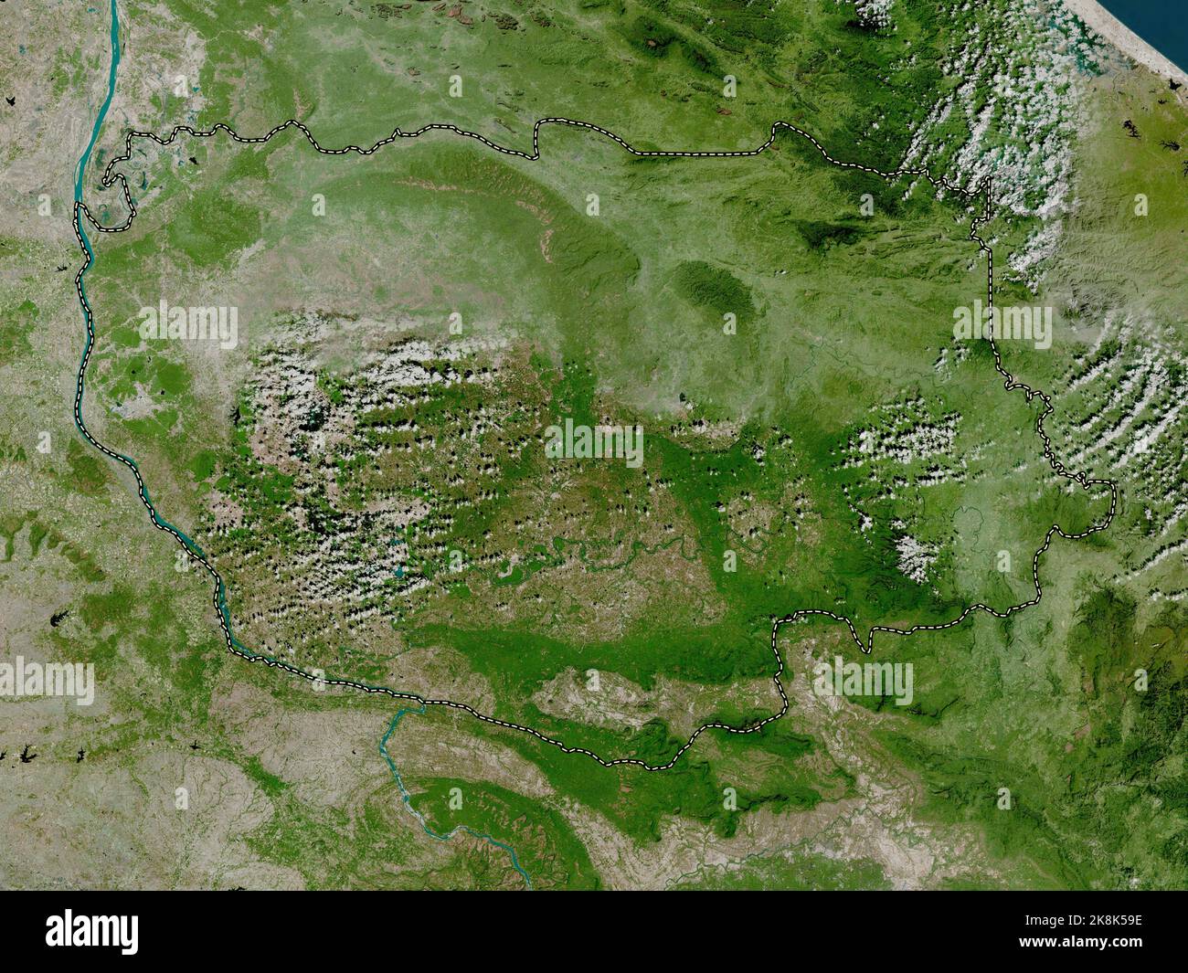 Savannakhet, province of Laos. High resolution satellite map Stock ...