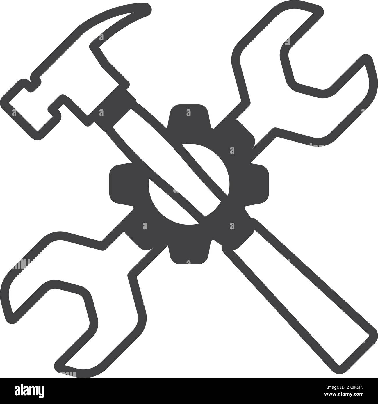 hammer and wrench illustration in minimal style isolated on background ...