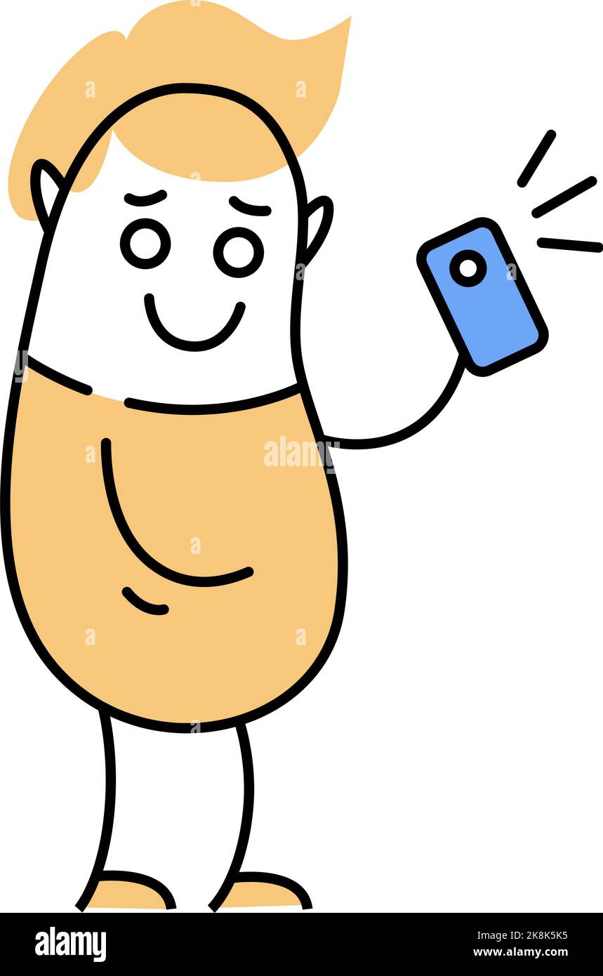 Flat vector character using mobile phone icon Stock Vector Image & Art ...