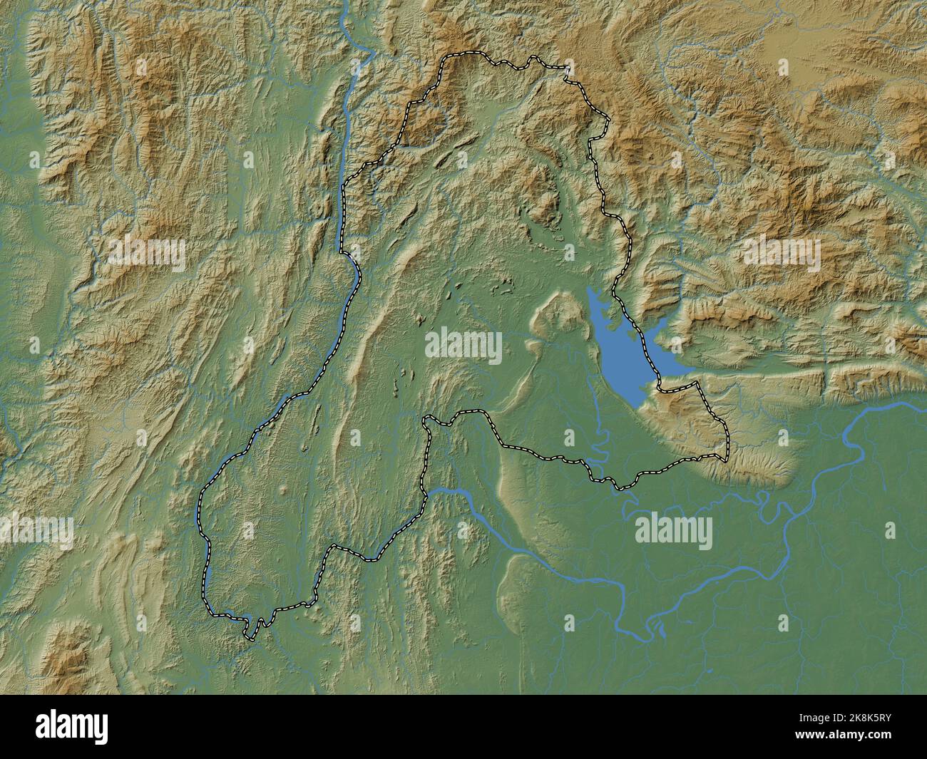 Vientiane, province of Laos. Colored elevation map with lakes and ...