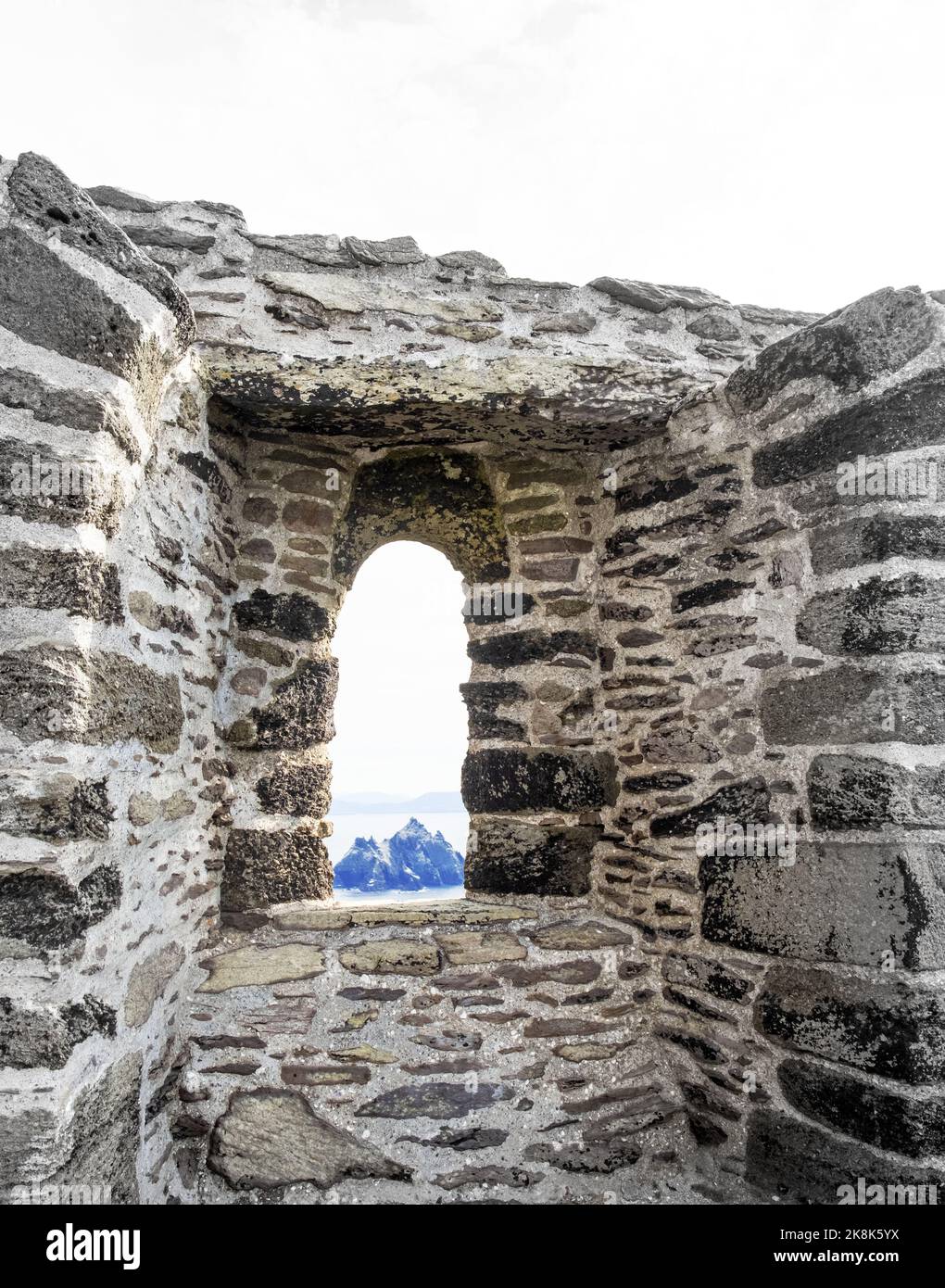 View from Skellig Island through an old window of a hut, UNESCO World ...