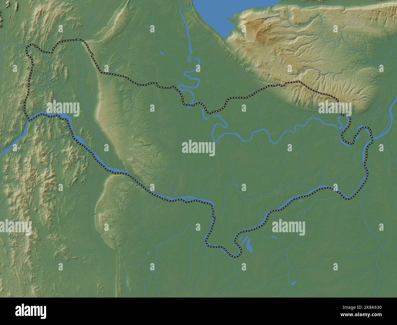 Vientiane prefecture, prefecture of Laos. Colored elevation map with ...