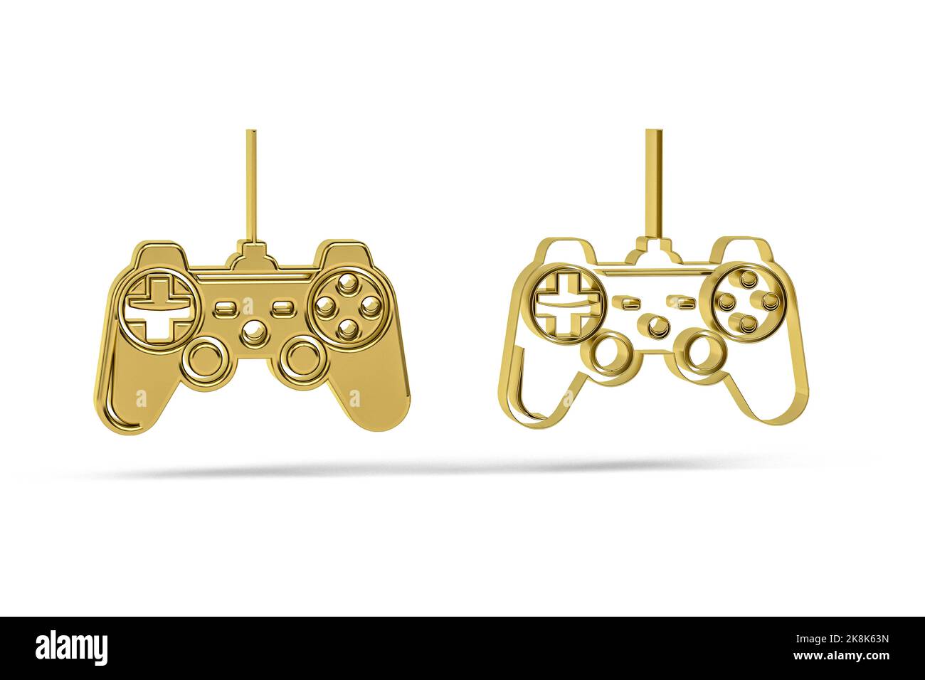 Golden 3d gamepad icon isolated on white background - 3d render Stock ...