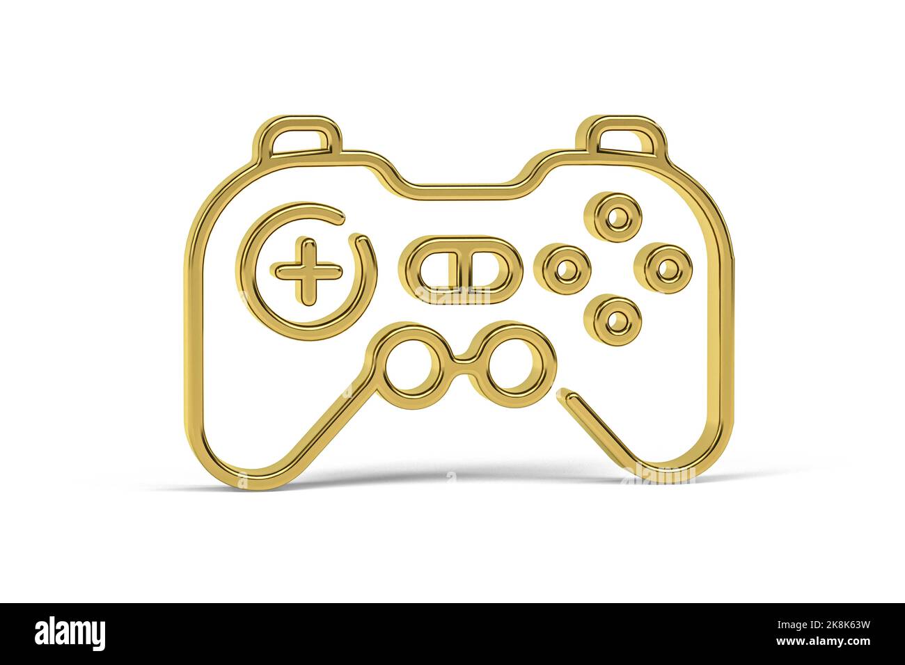 Golden 3d gamepad icon isolated on white background - 3d render Stock ...