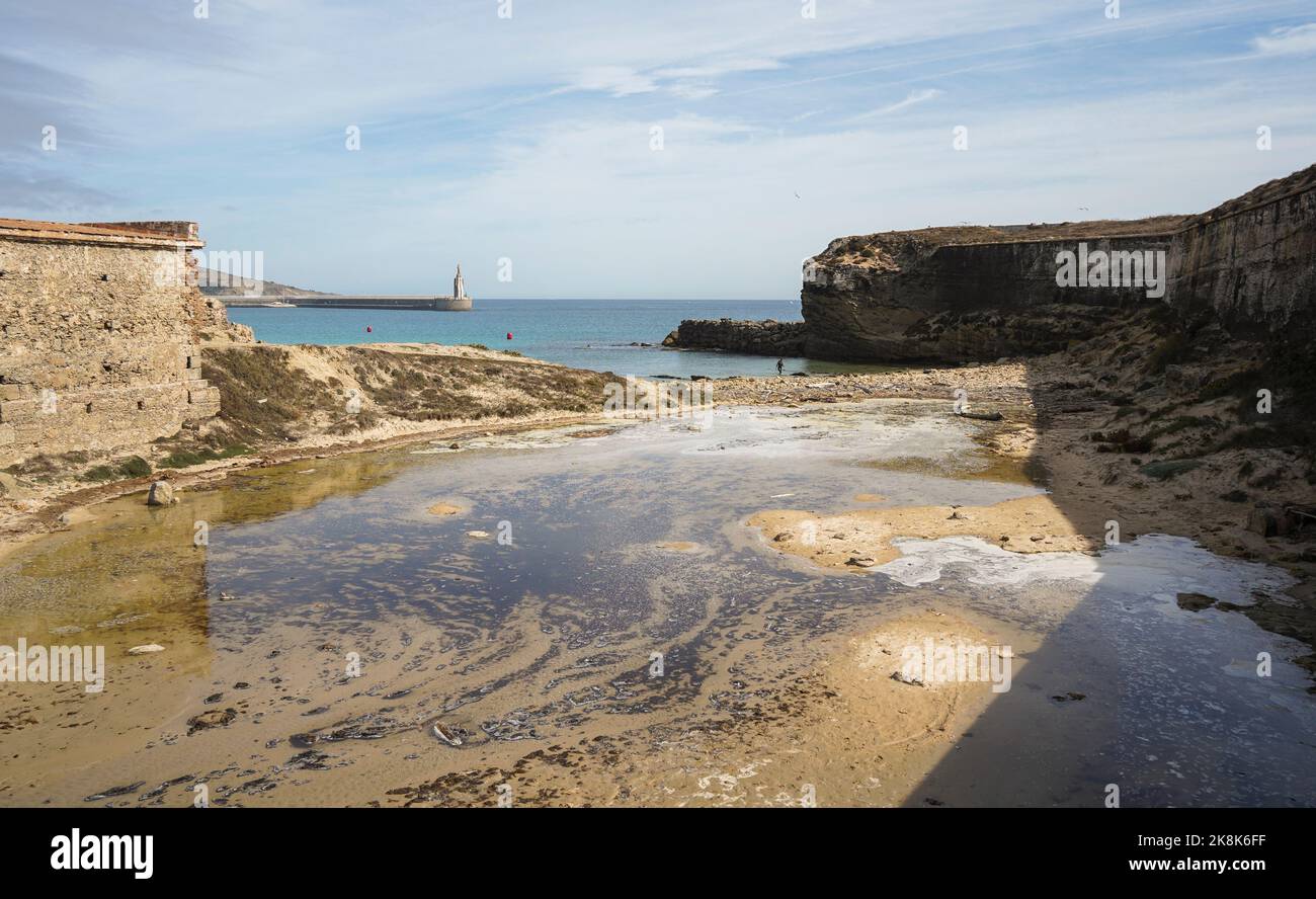 Isla de Las Palomas. connecting Tarifa, Mediterranean side, Costa de la ...